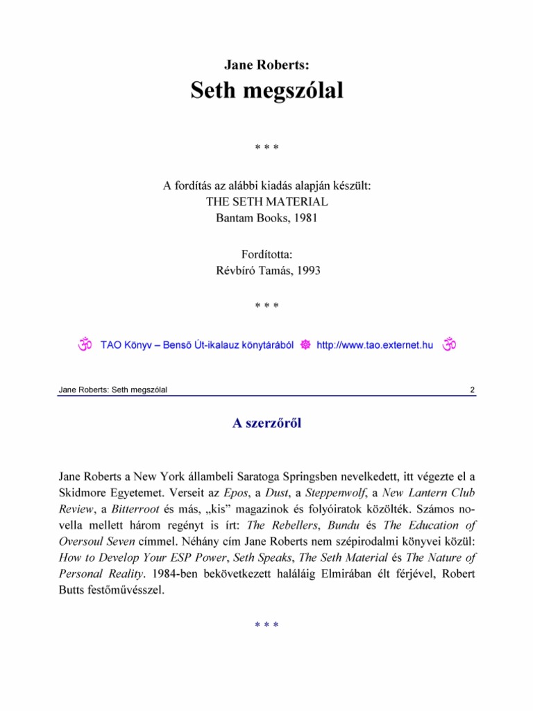 Jane Roberts - Seth Megszólal-1-5 | PDF