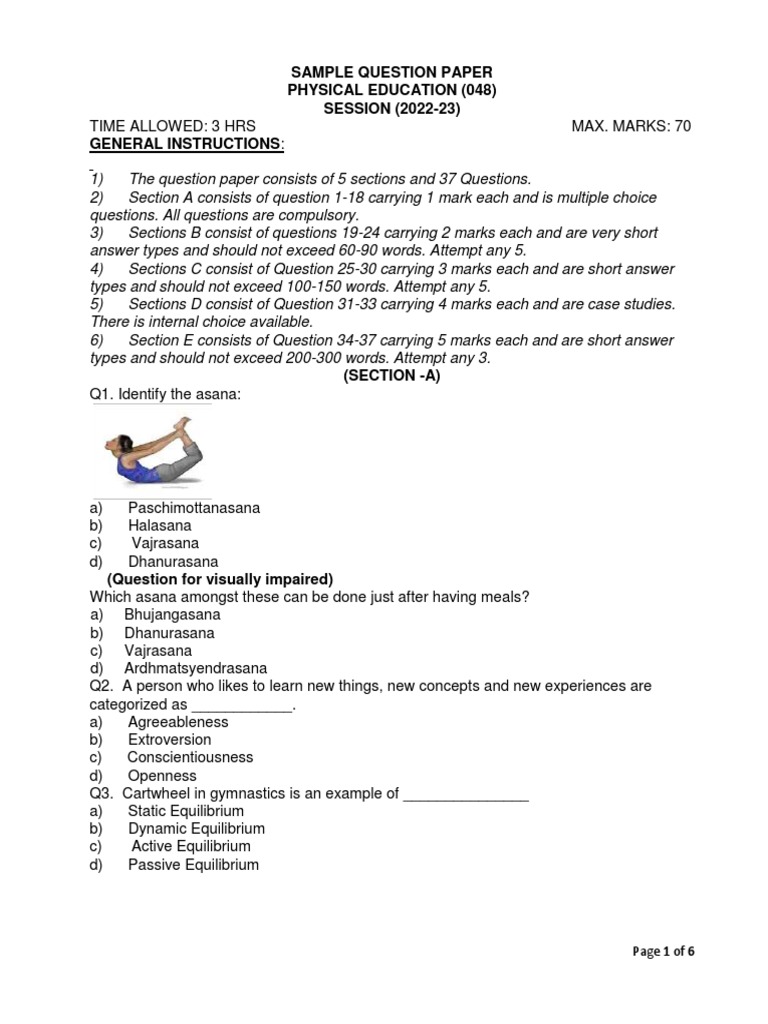 Physical Education Sample Paper | PDF | Carbohydrates