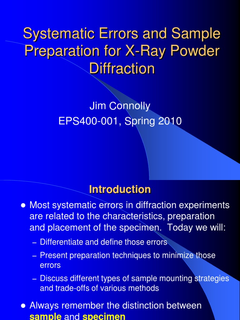 07 Errors Sample Prep | PDF | Diffraction | Crystallite