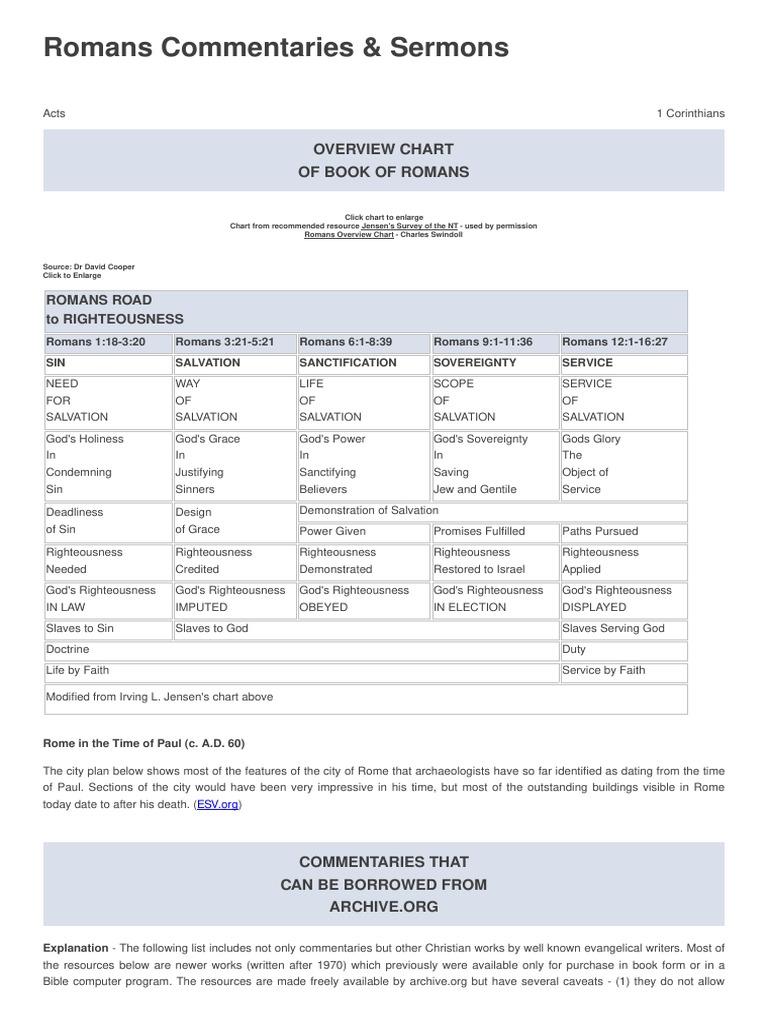Romans Commentaries & Sermons | PDF | Epistle To The Romans | New Testament