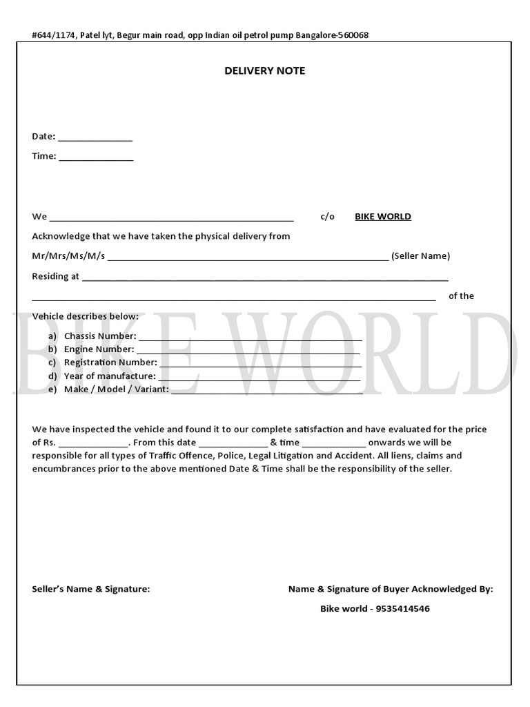 Delivery Note | PDF