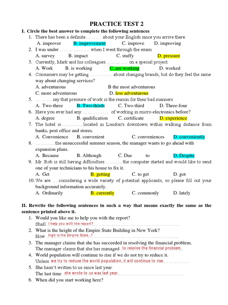 Practice Test 2 CB2 | PDF