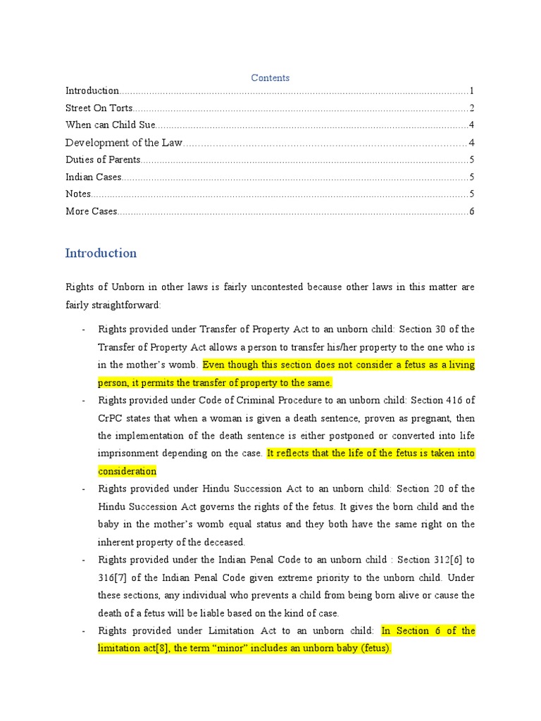 Rights of the Unborn: A Survey of Legal Perspectives on Personhood and ...