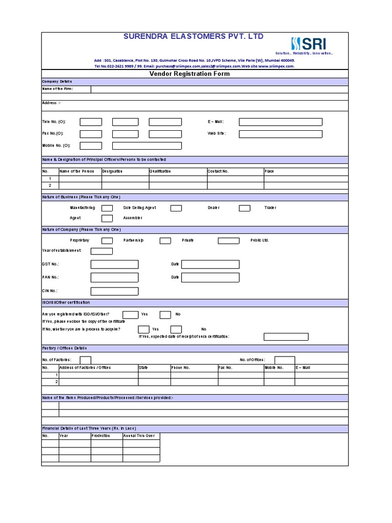 Vendor registration form | PDF | Business | Economies