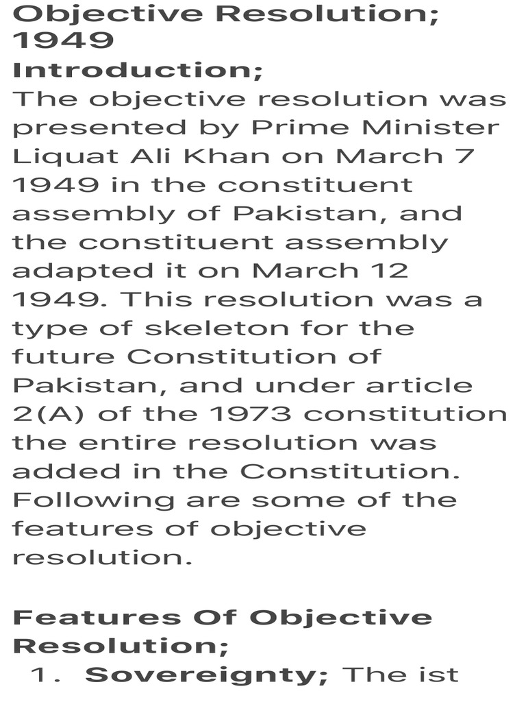 Objective Resolution 1949 | PDF | Pakistan | Constitutional Law