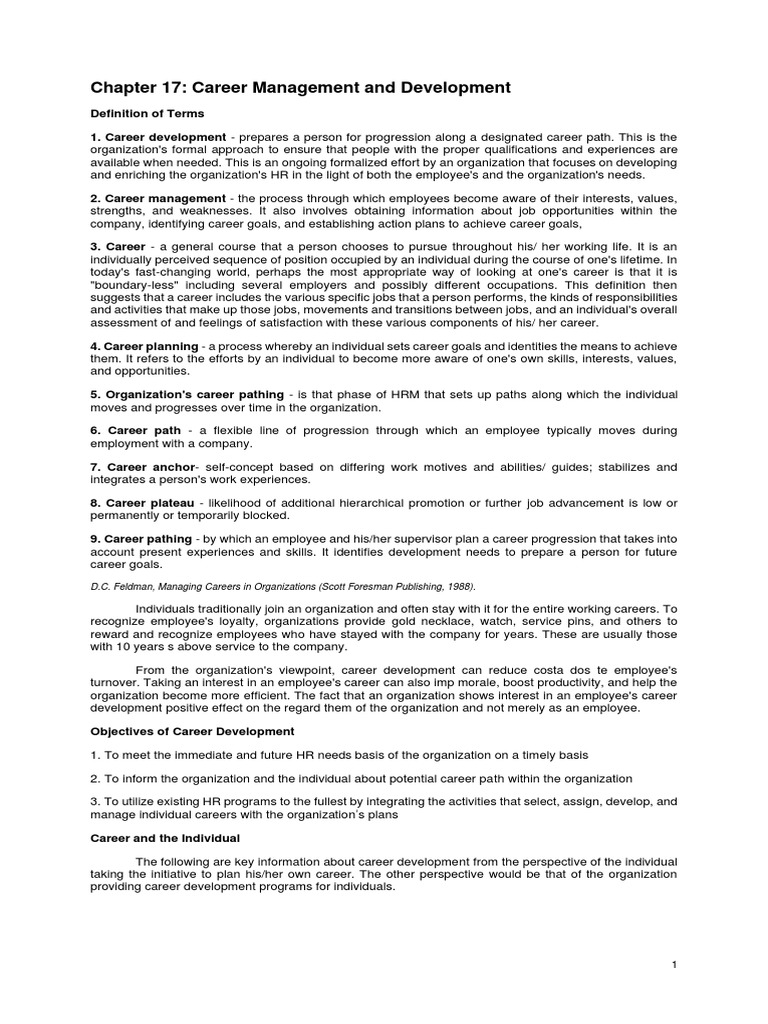 Career Management and Development Overview | PDF | Cost Of Living ...