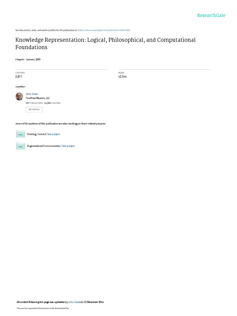 Knowledge Representation Logical Philosophical and | PDF | Logic | Knowledge Representation And ...