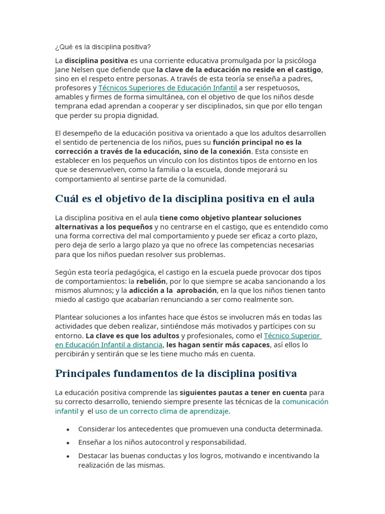Qué Es La Disciplina Positiva | PDF | Disciplinas | Comportamiento