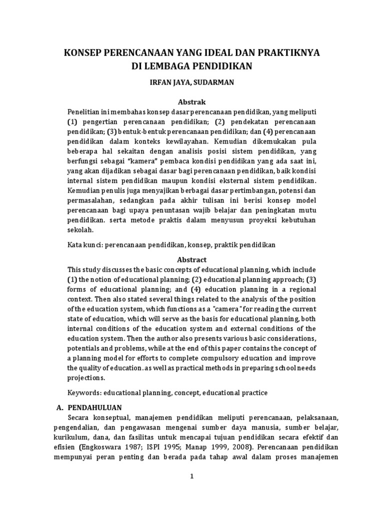 Konsep Perencanaan Yang Ideal Dan Praktiknya | PDF