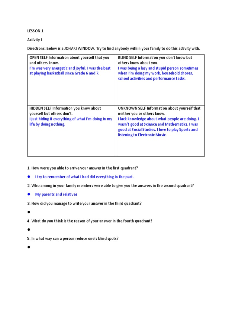 Lesson 1 Activities | PDF | Stereotypes | Behavioural Sciences