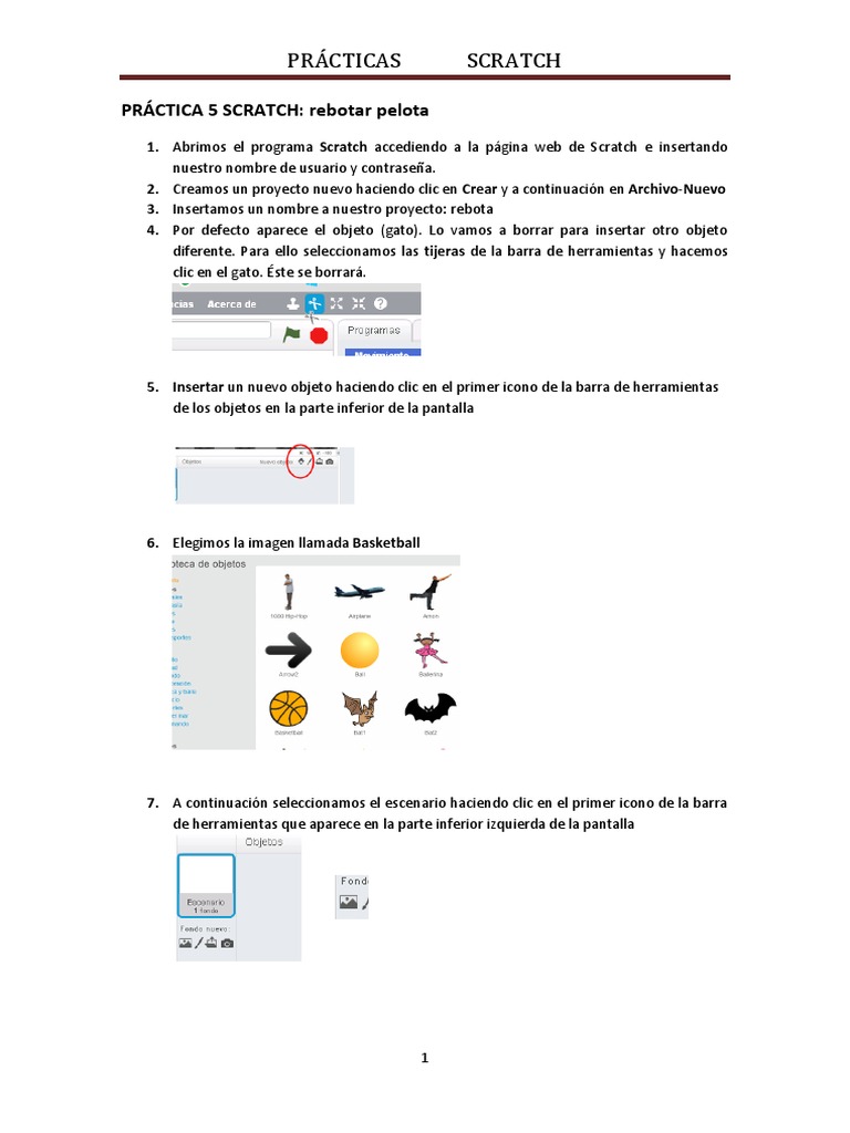 PRÁCTICA 5 SCRATCH Rebotar | PDF | Scratch (lenguaje de programación ...