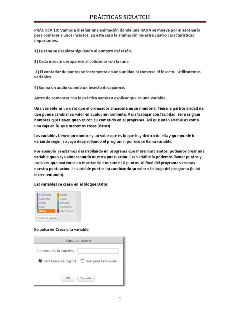 Práctica 10 Scratch Rana Comeinsectos | PDF | Scratch (lenguaje de programación) | Puntero ...