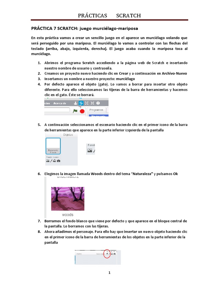 PRÁCTICA 7 SCRATCH Juego Murcielago | PDF | Scratch (lenguaje de programación) | Informática