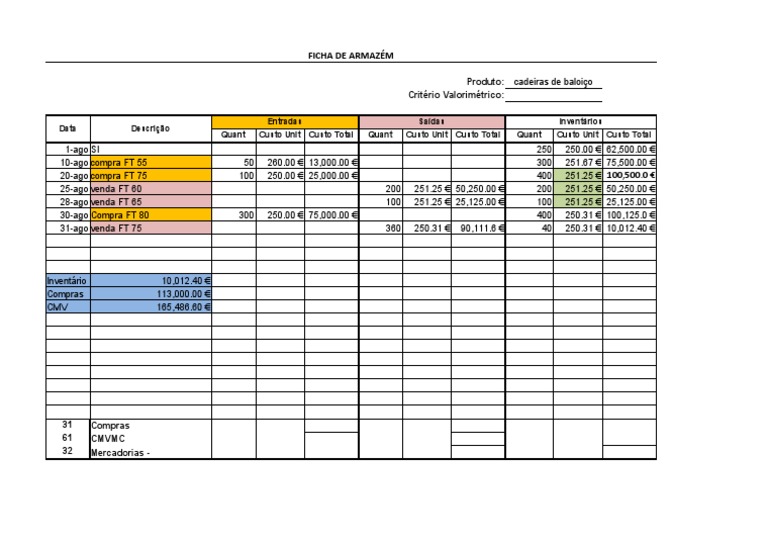 Ficha_de_armazem Exercicio 18 | PDF
