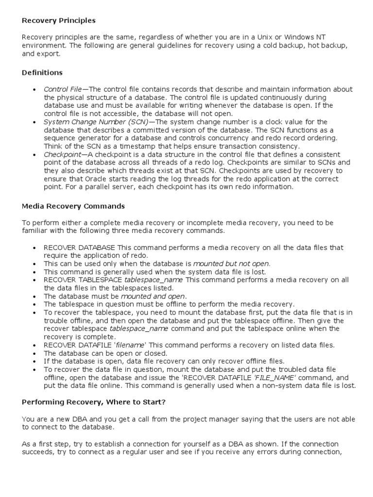 Recovery Principles | PDF