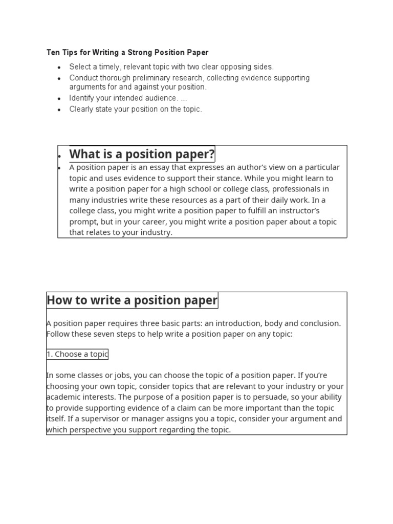 What Is Position Paper | Download Free PDF | Argument | Evidence