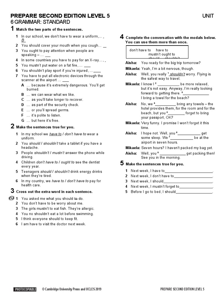 PREPARE 5 Grammar Standard Unit 06 | PDF