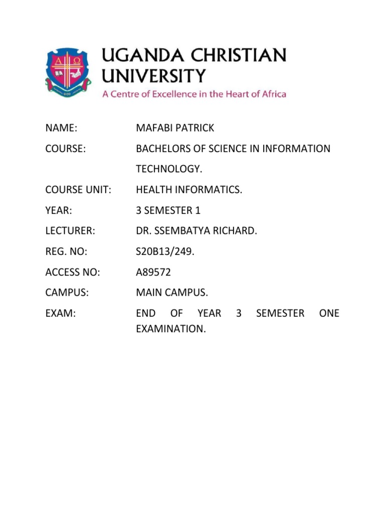 Health Informatics Exam Answers | PDF | Medical Diagnosis | Patient
