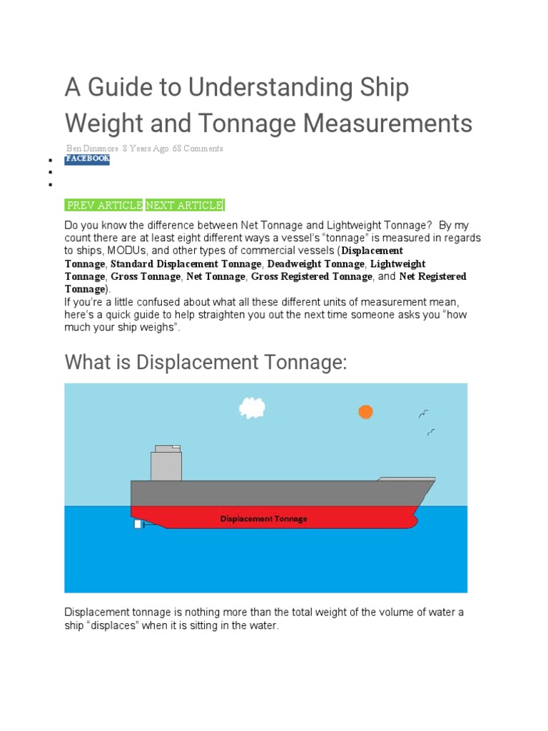 A Guide To Understanding Ship Weight and Tonnage Measurements | PDF ...