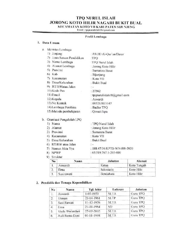 Profil TPQ Nurul Islah - Compressed | PDF
