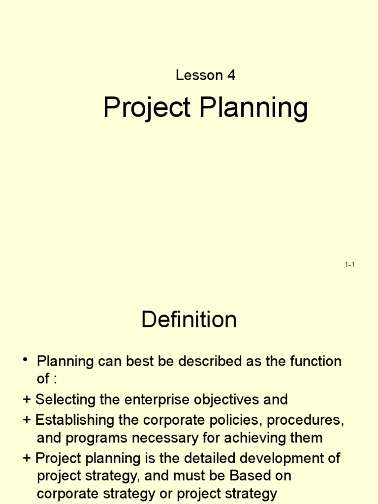 Lesson 4 - Project Planning | PDF | Business | Project Management