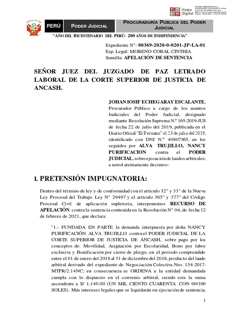 Apelación de Sentencia | PDF | Juez | Sentencia (ley)