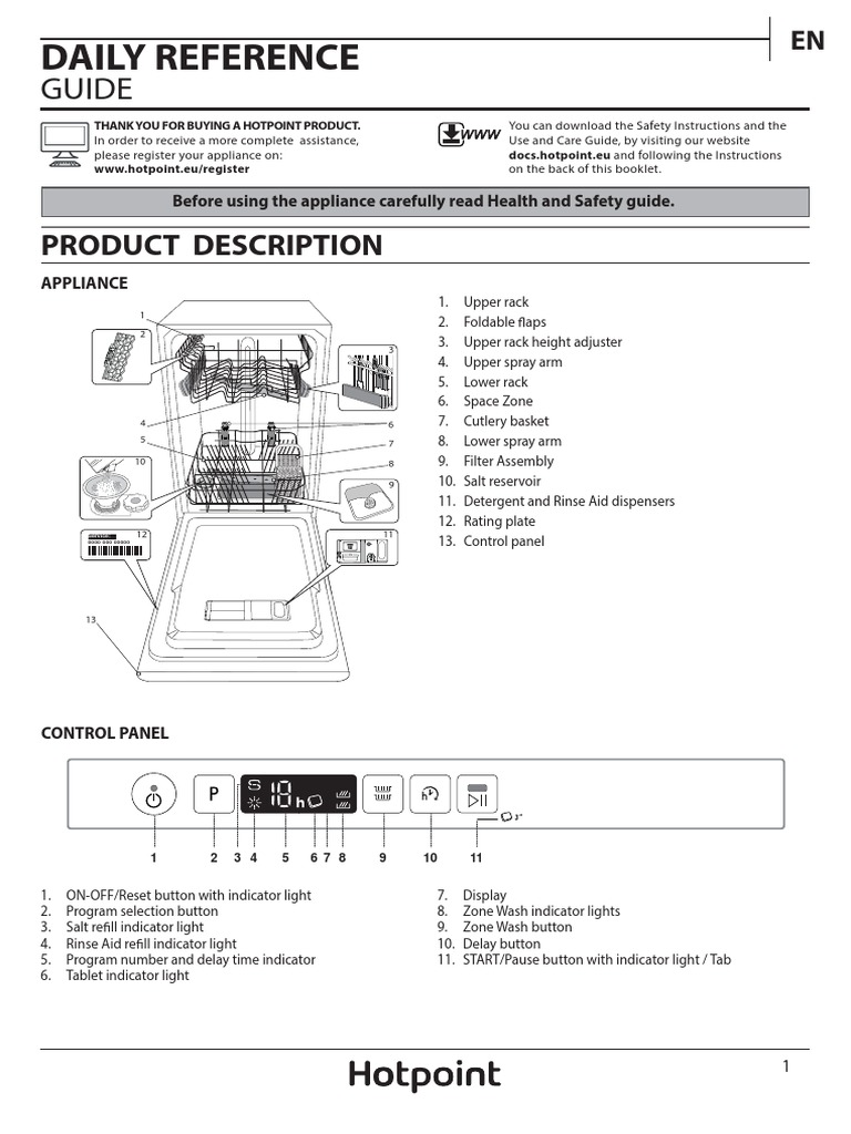 Hotpoint Dishwasher User Guide | PDF | Dishwasher | Manufactured Goods