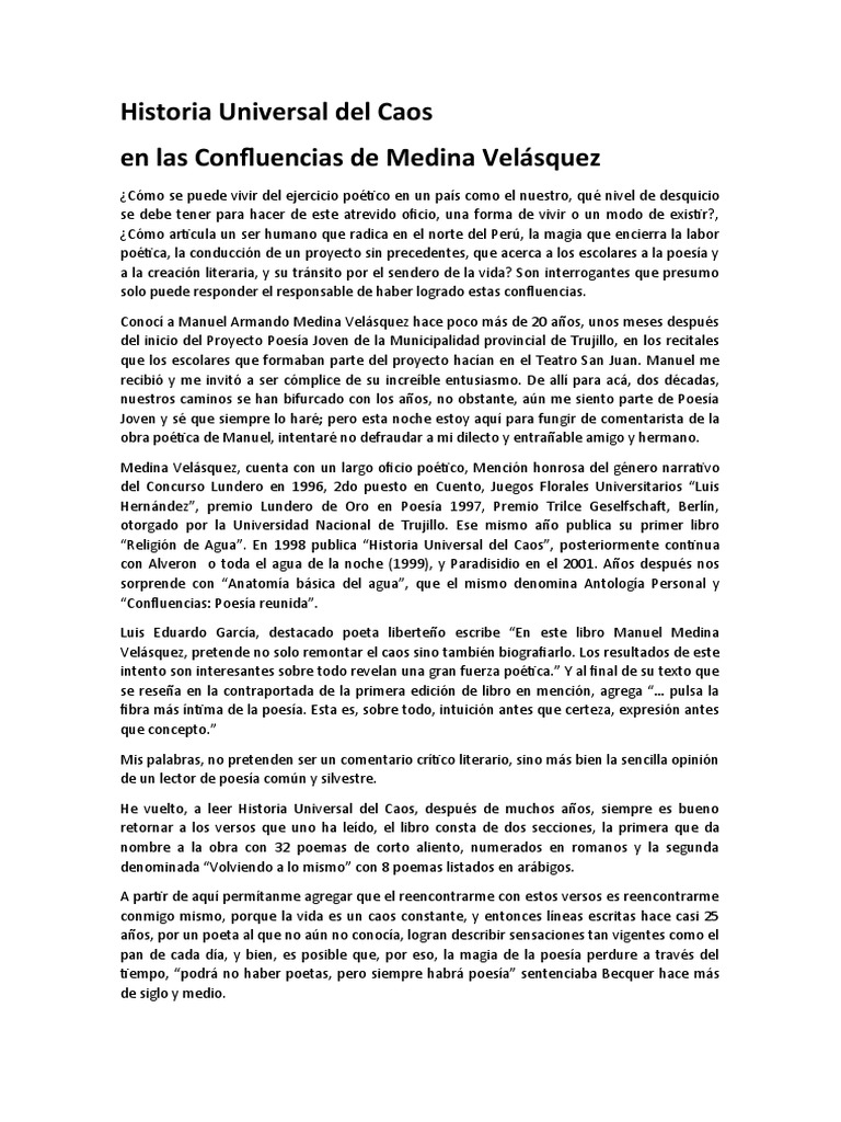 Historia Universal Del Caos | PDF
