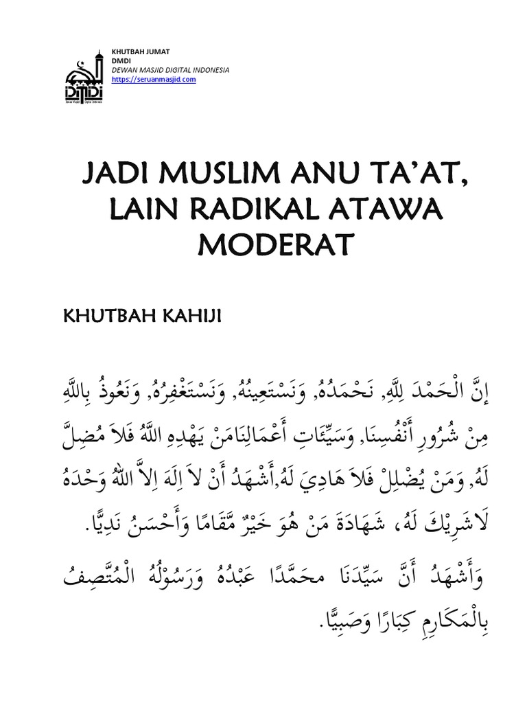 SUNDA-Khuthbah-Jumat-51-2022-Jadi Muslim Taat Bukan Radikal Atau ...