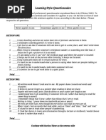 Learning Style Questionnaire PDF | PDF | Learning Styles | Learning