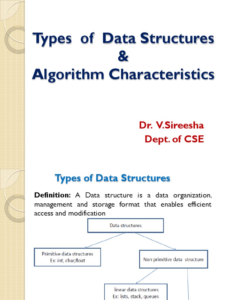 Types of DS - Alg Characteristics | PDF | Algorithms | Data Structure Types of DS - Alg Characteristics | PDF | Algorithms | Data Structure
