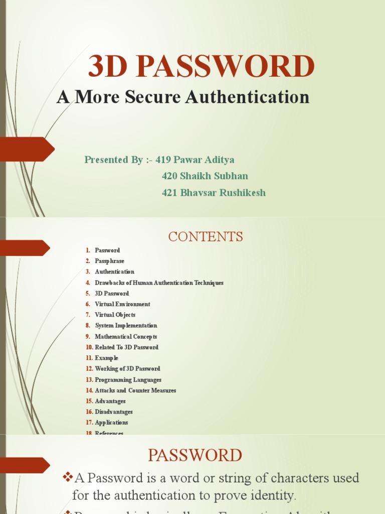 3d Password Project 1 Pdf Password Authentication