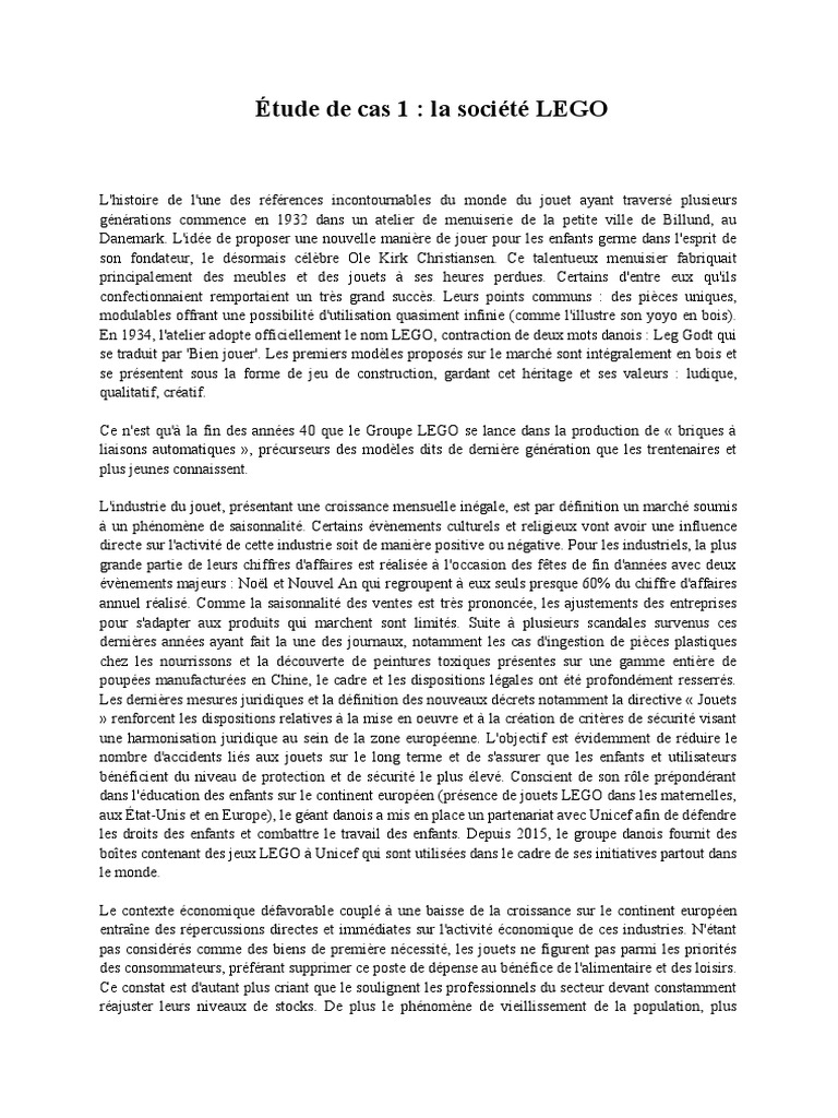 Étude de Cas Lego | PDF | Économie | Jouets
