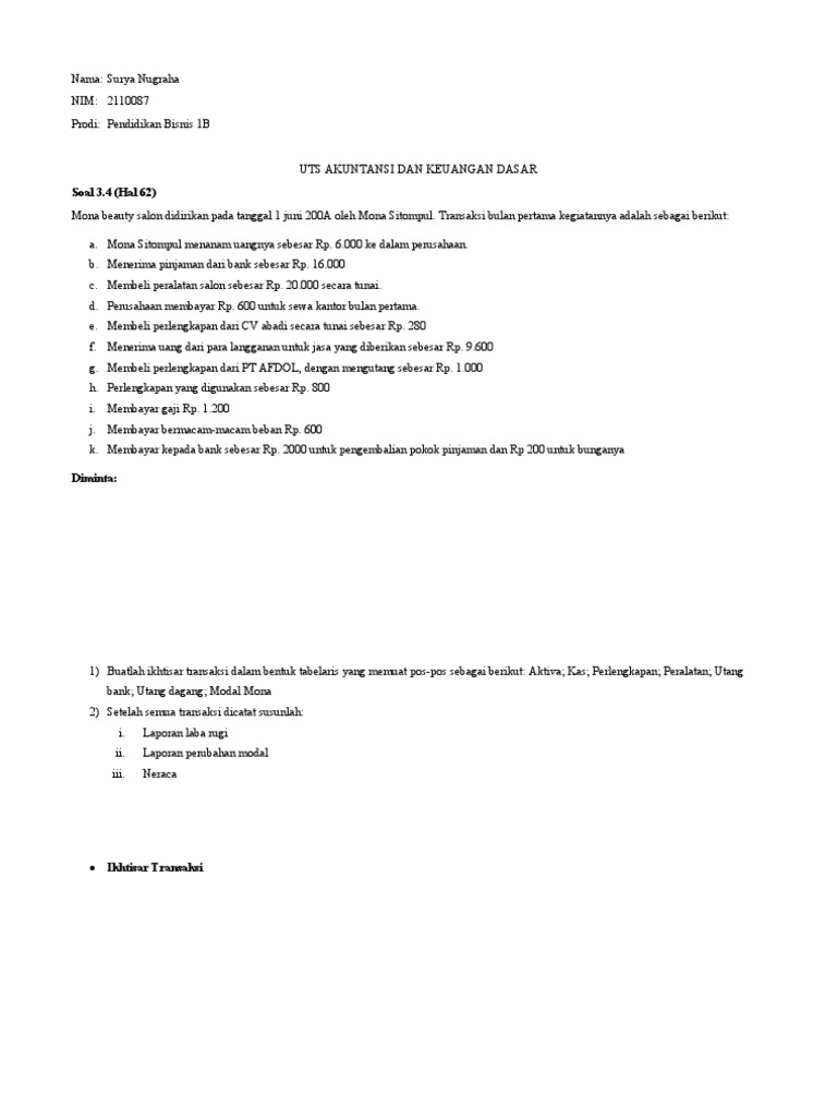 Uts Akuntansi Final Revisi | PDF