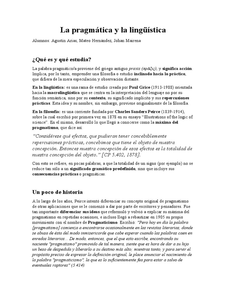 Pragmática | PDF | Pragmatismo | Comunicación