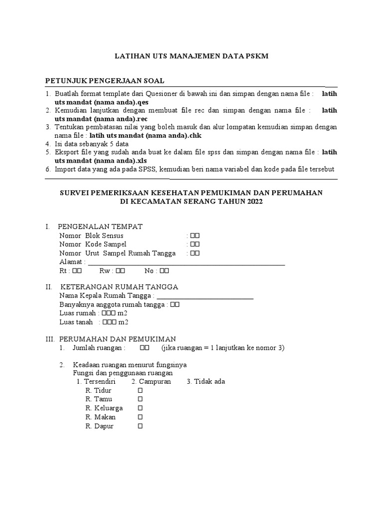 Latihan UTS Manajemen Data PSKM 2022 | PDF | Griya & Taman
