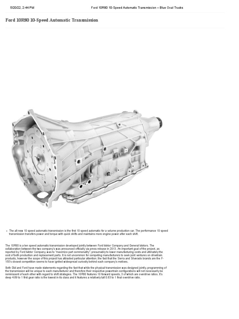 Ford 10R80 10-Speed Automatic Transmission - Blue Oval Trucks | PDF ...