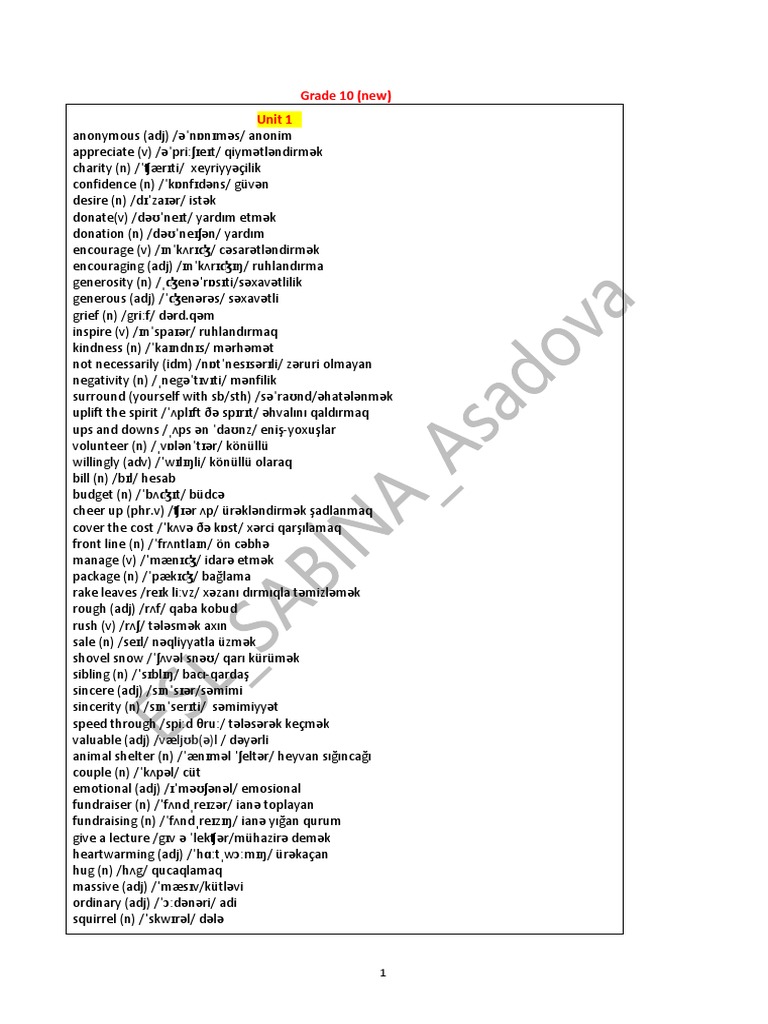 English Grade 10 Vocabulary New Book | PDF