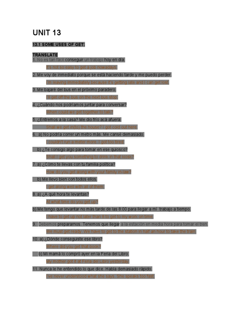 Answers Exercises Unit13 | PDF | Linguistics