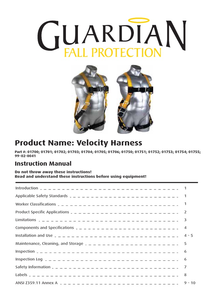 Guardian Velocity Harness Manual | PDF | Safety