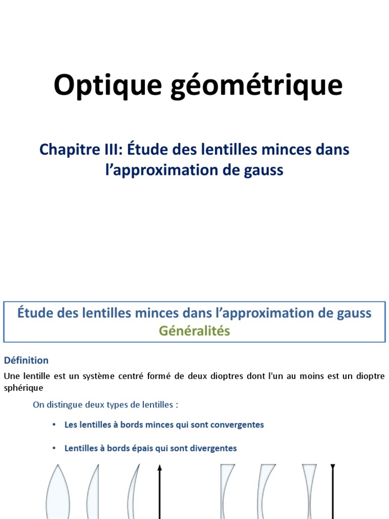 Chapitre III - Optique Géométrique - Mhada | PDF | Optique ...