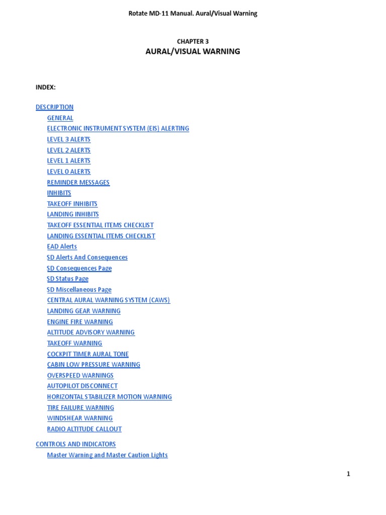 MD-11 Systems description-Aural-Visual Warning | PDF | Aviation Safety ...