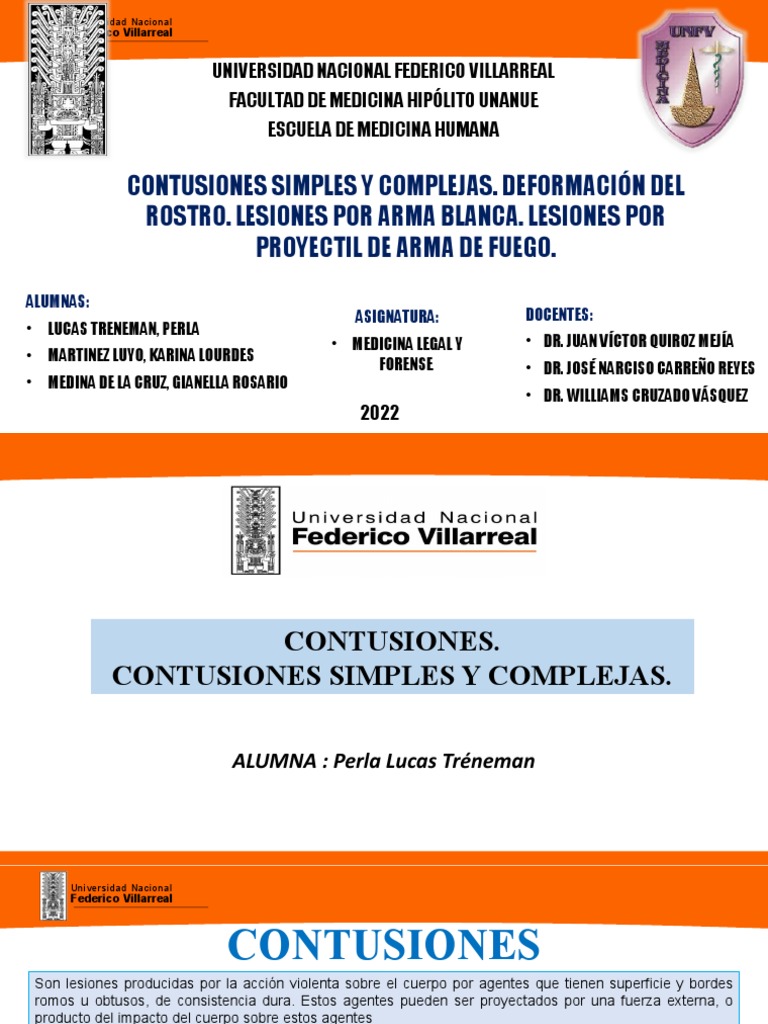 Seminario 3 - Contusion, Def Rostro, Lesion Rma Blanca y Arma de Fuego ...