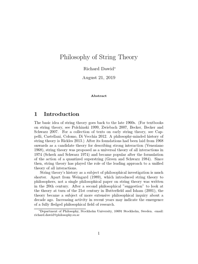 Philosophy of String Theory | PDF | String Theory | Quantum Field Theory