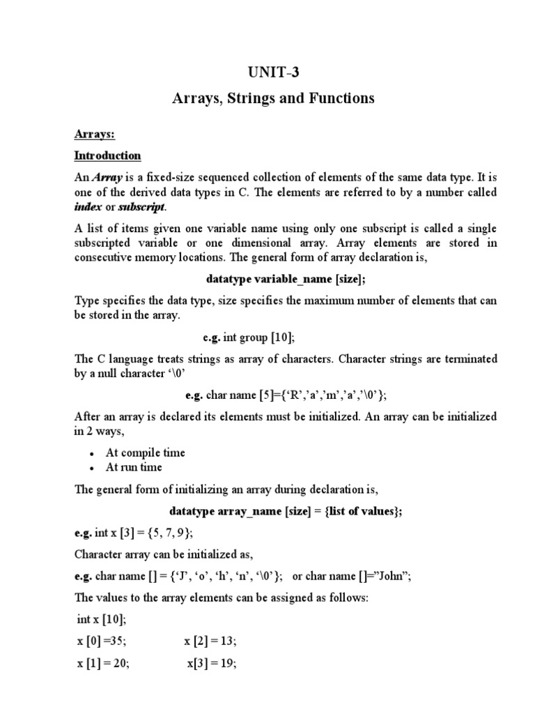 Unit3 Arraysnep Pdf Pointer Computer Programming Parameter Computer Programming