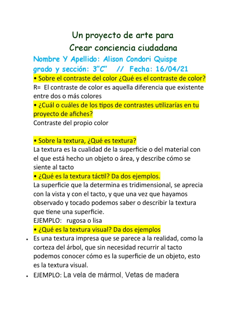 Un Proyecto de Arte para | PDF | Arte