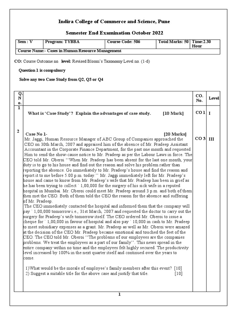 Press Copy TYBBA - Case Study HR VS Set 1 | PDF | Employment | Dividend Press Copy TYBBA - Case Study HR VS Set 1 | PDF | Employment | Dividend