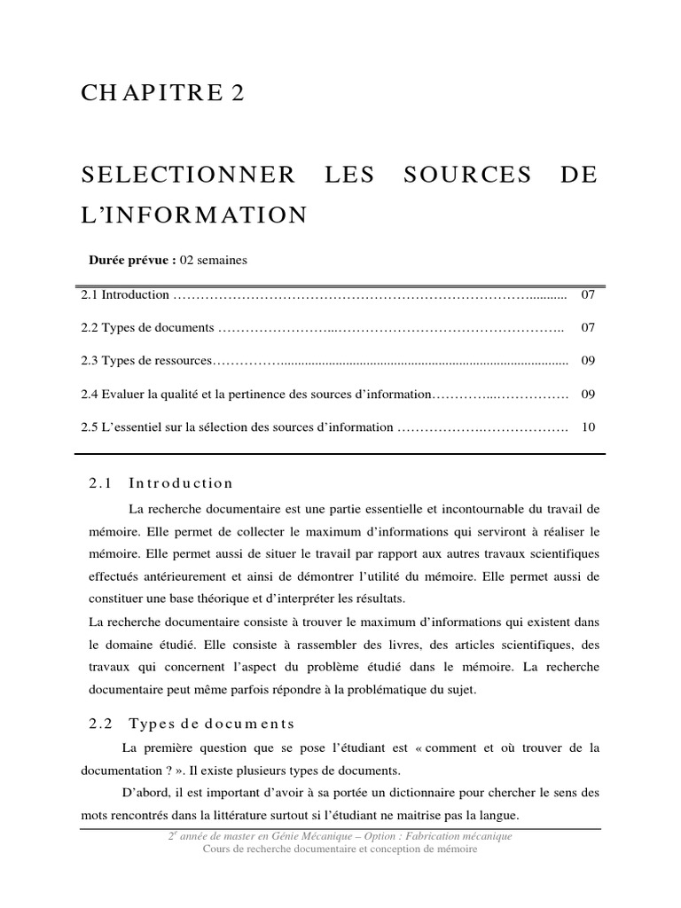 Sélection des sources d'information | PDF | Recherche d'information ...