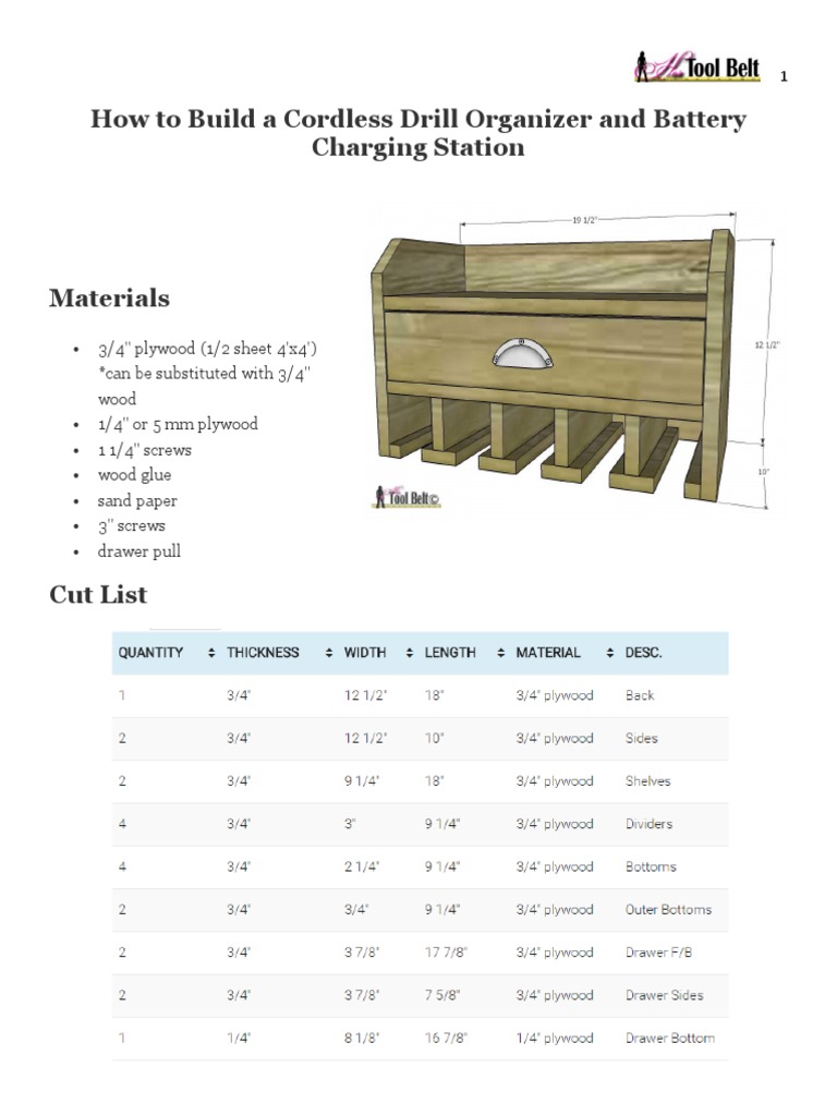 Drill Organizer And Battery Pdf Drill Screw