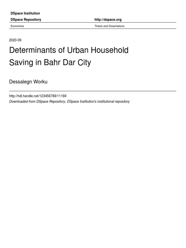 Dessalegn Worku, Thesis Final Draft-August-2020 | PDF | Consumption (Economics) | Cost Of Living